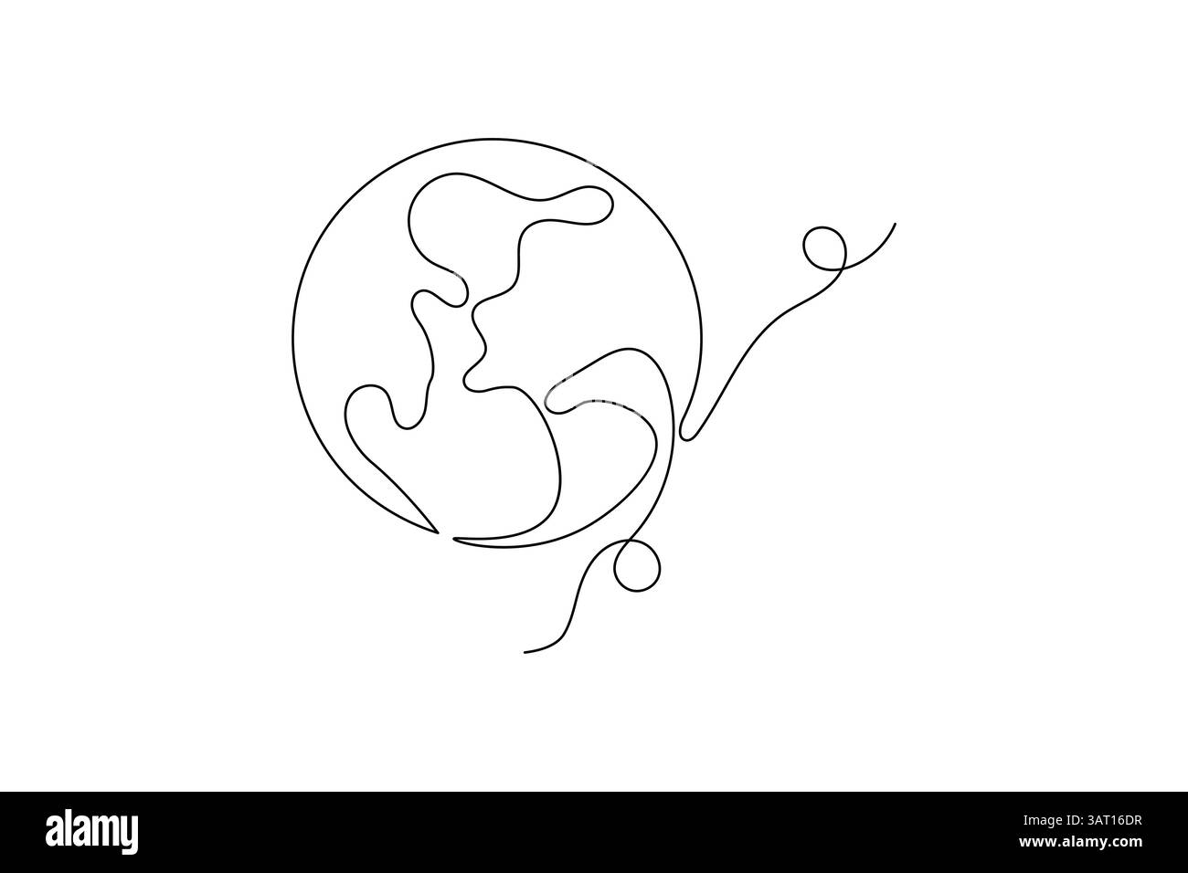 One continuous line drawing of Earth vector illustration Earth globe ...