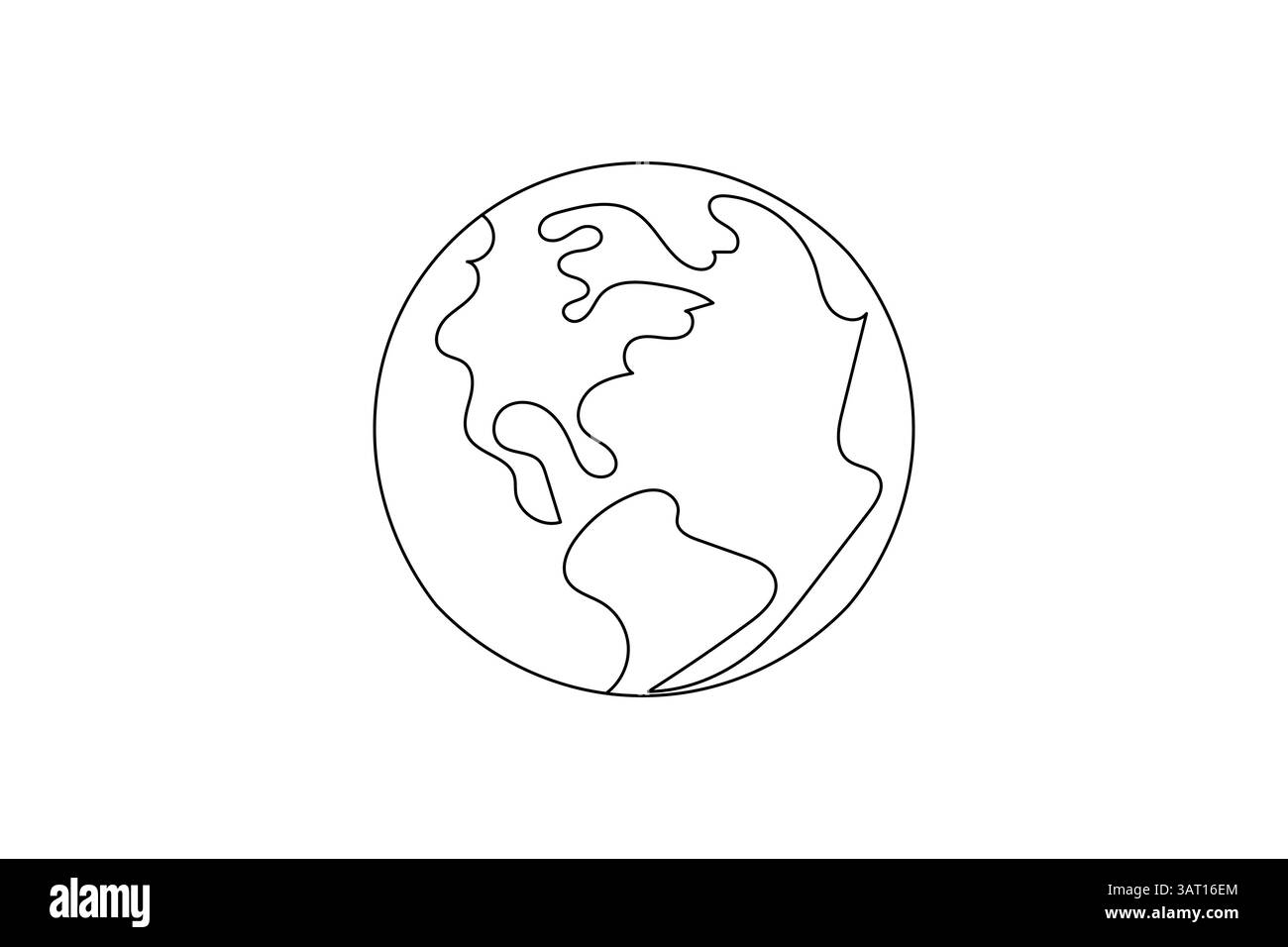 One continuous line drawing of Earth vector illustration Earth globe ...