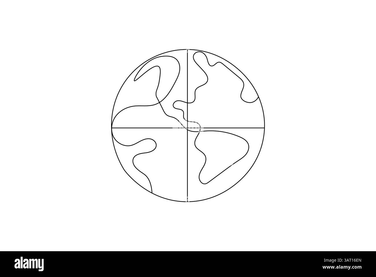 One continuous line drawing of Earth vector illustration Earth globe ...