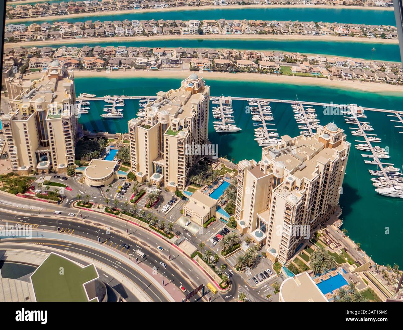 Dubai Marina, Dubai, United Arab Emirates. Aerial view of The Palm ...