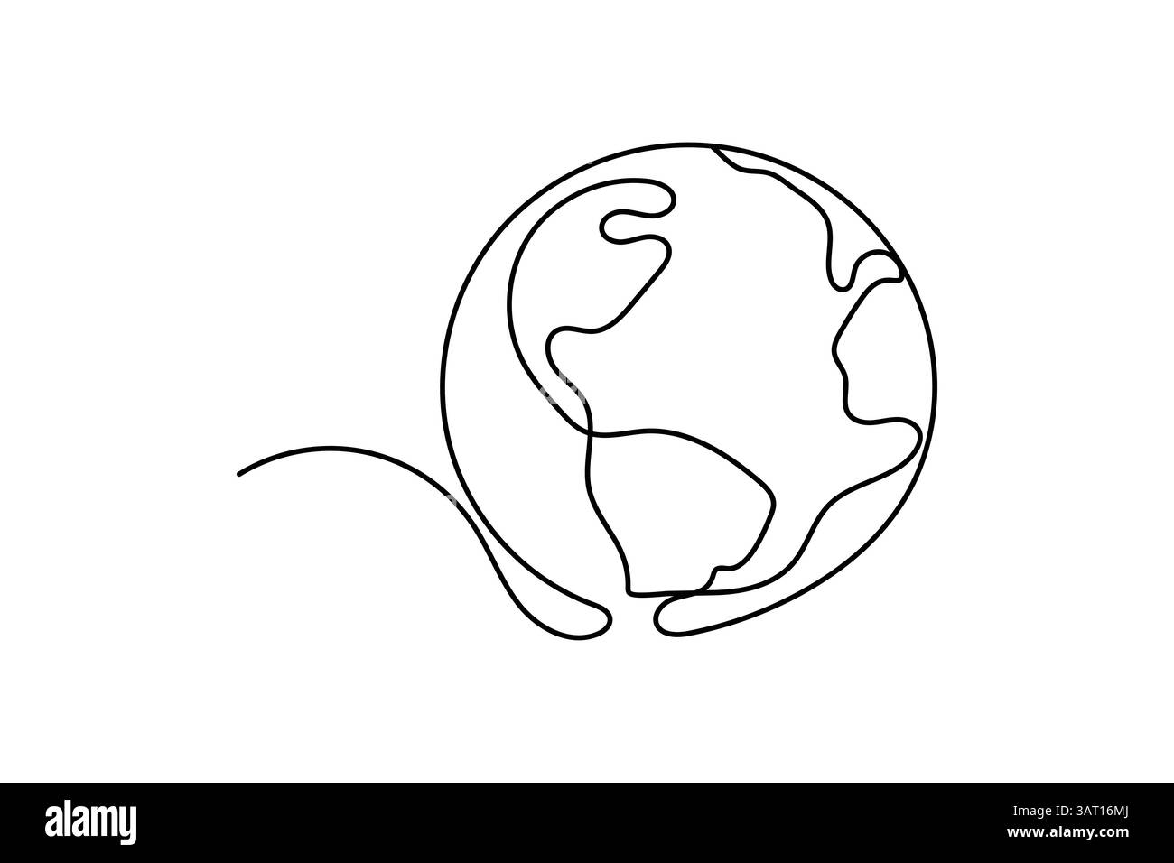 One continuous line drawing of Earth vector illustration Earth globe ...
