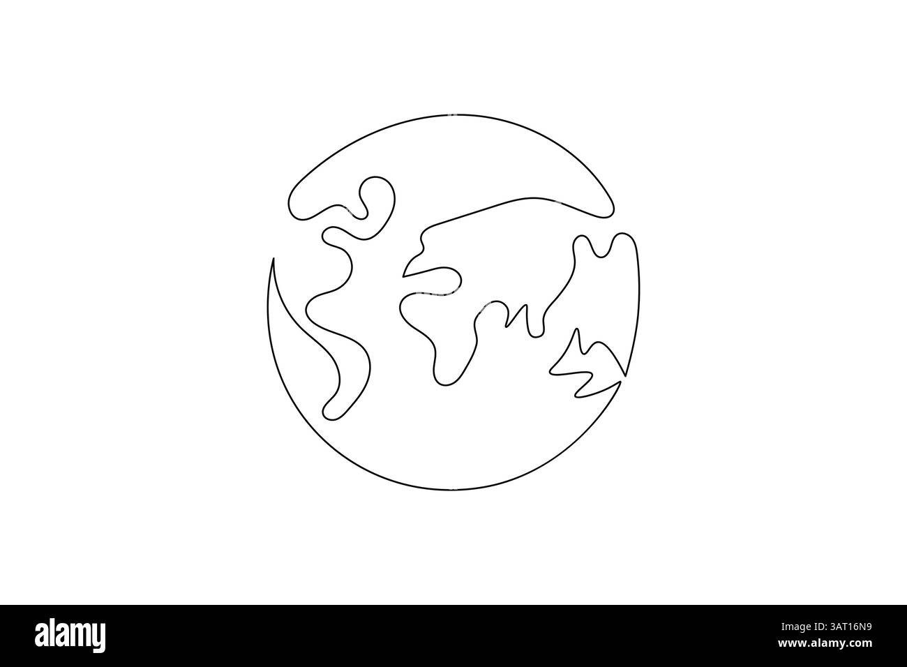 One continuous line drawing of Earth vector illustration Earth globe ...