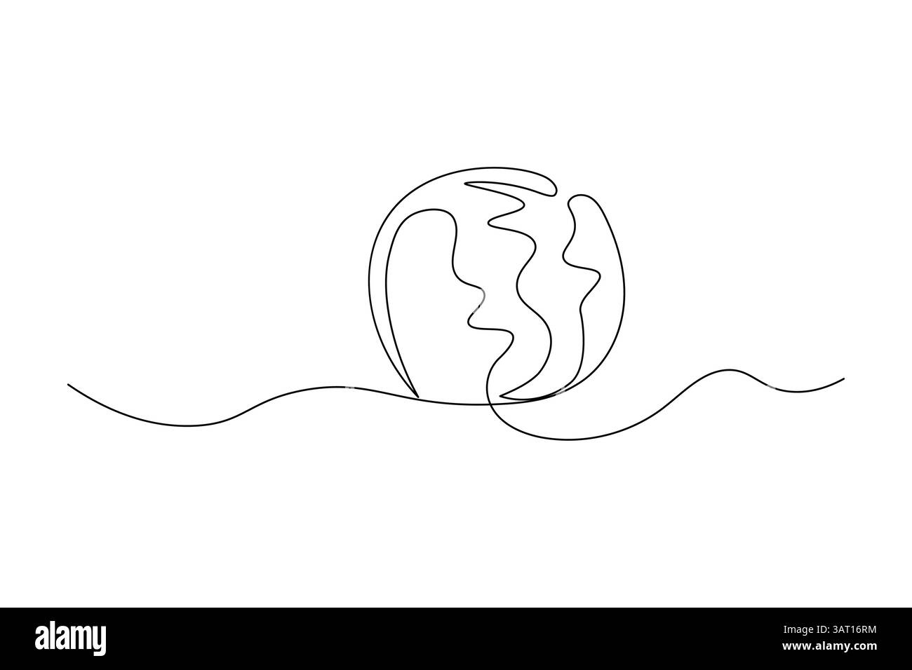 One continuous line drawing of Earth vector illustration Earth globe ...