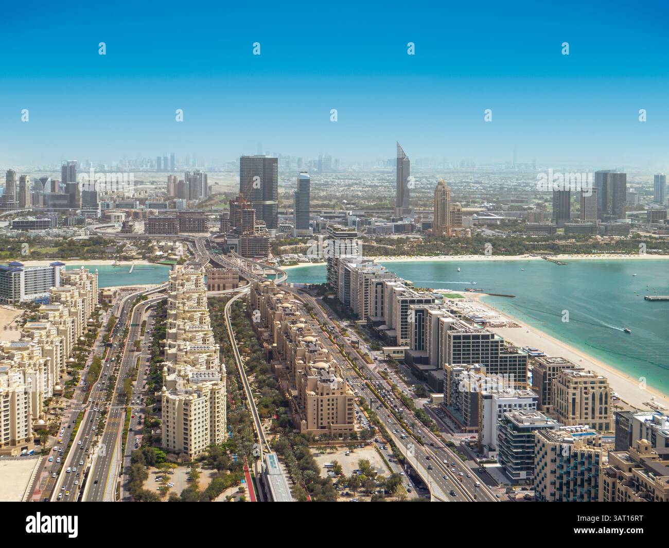 Dubai Marina, Dubai, United Arab Emirates. Aerial view of The Palm ...