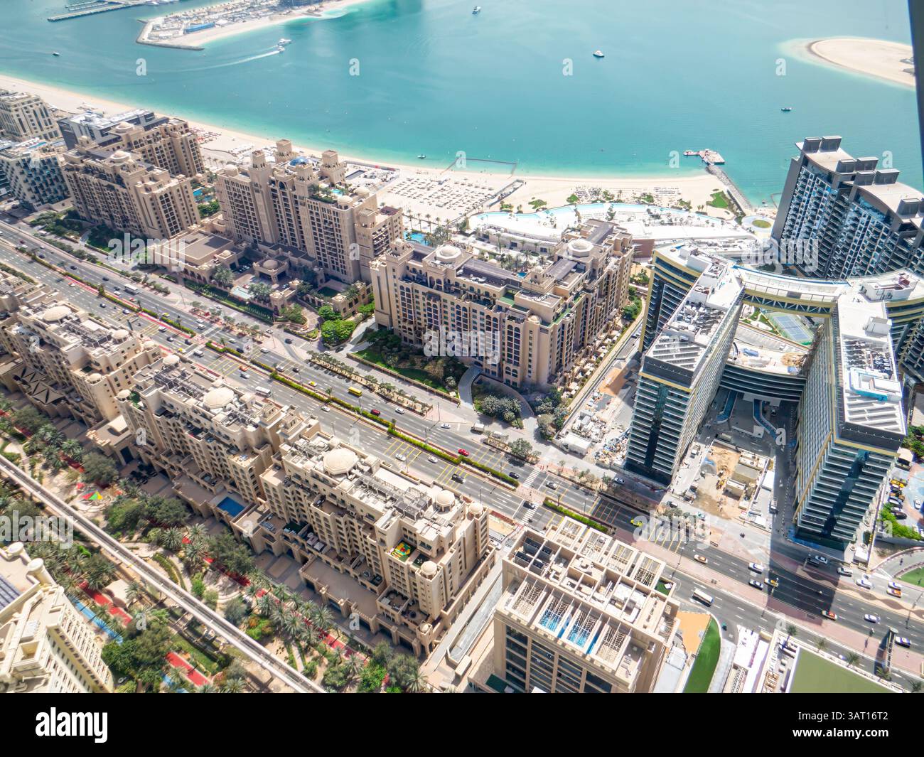 Dubai Marina, Dubai, United Arab Emirates. Aerial view of The Palm ...