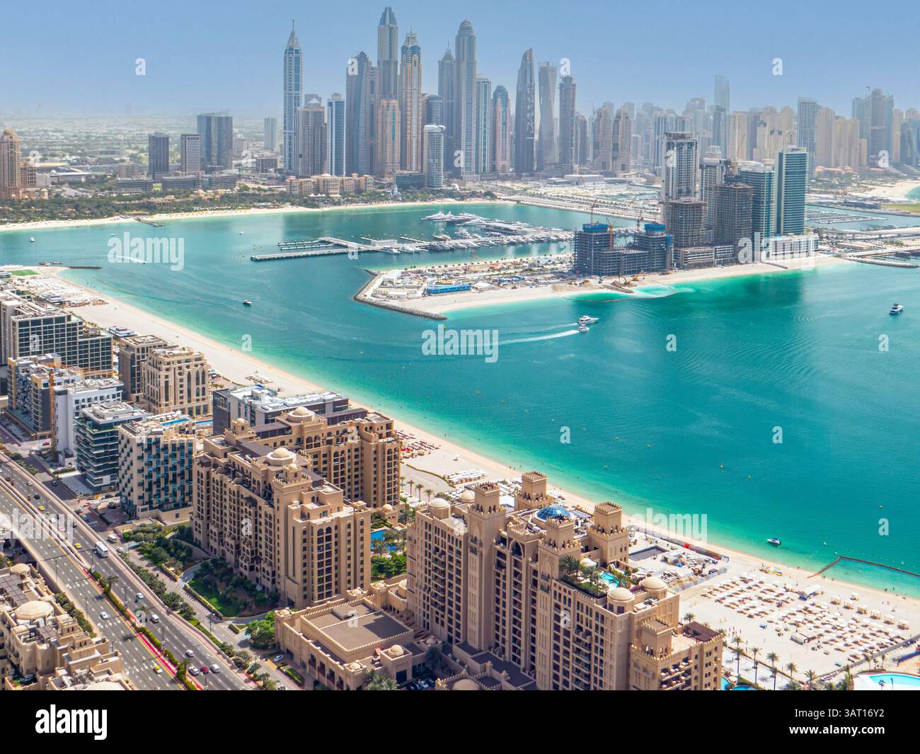 Dubai Marina, Dubai, United Arab Emirates. Aerial view of The Palm ...