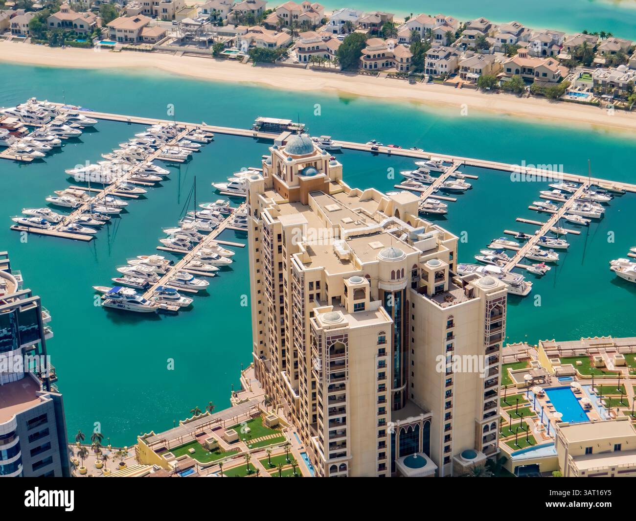 Dubai Marina, Dubai, United Arab Emirates. Aerial view of The Palm ...