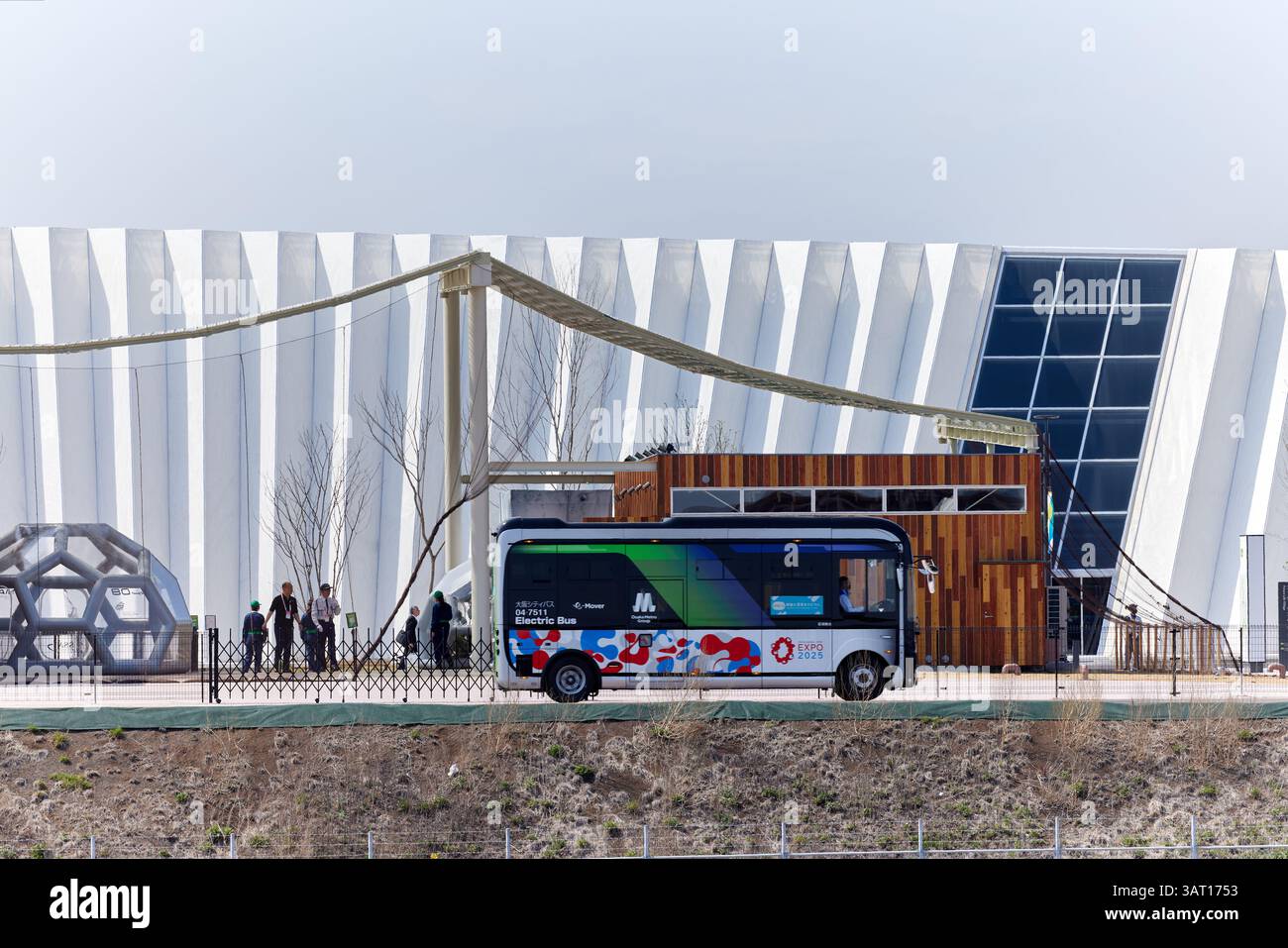 Electric bus called e Mover is at Expo 2025 Osaka on Yumeshima Island ...
