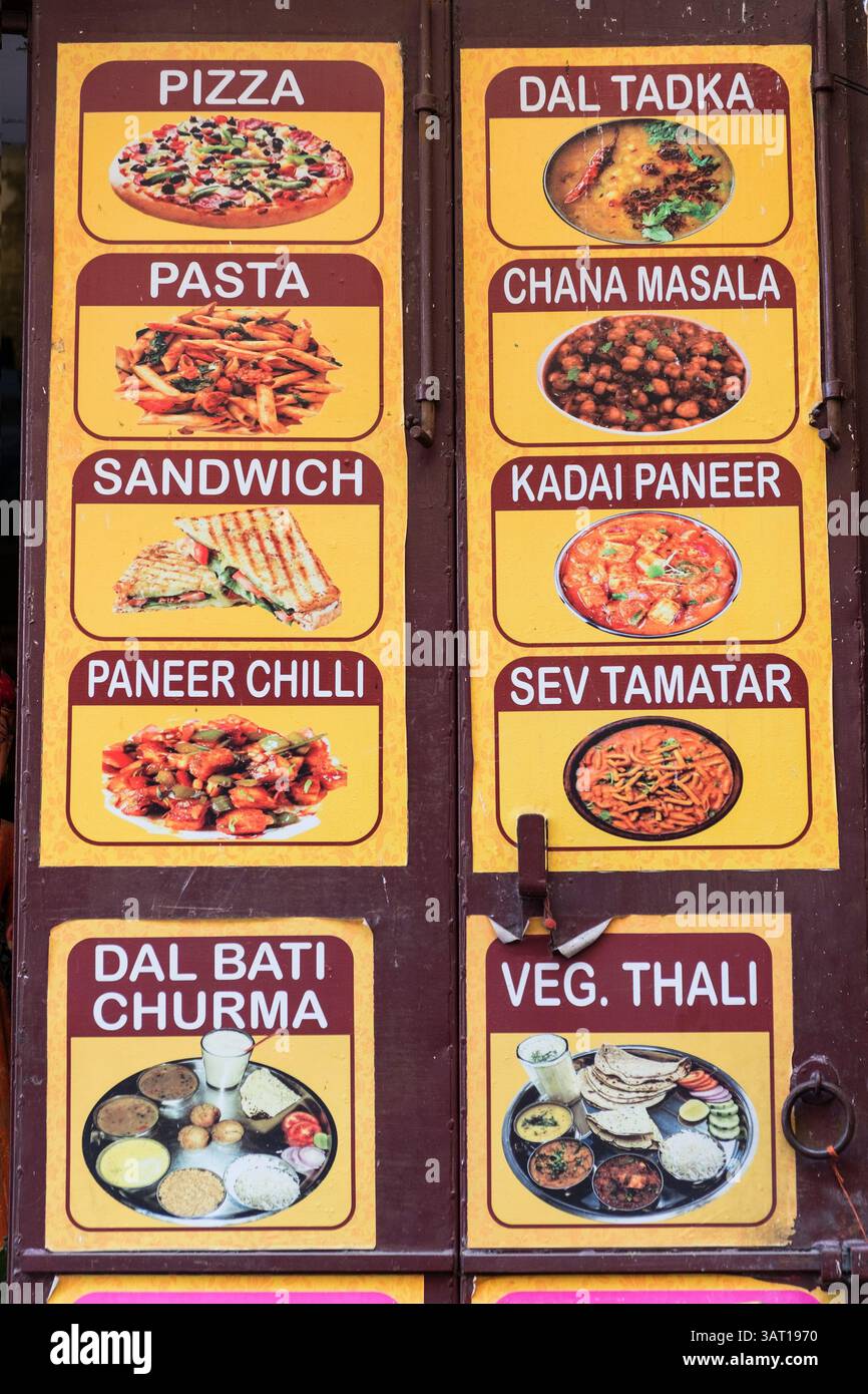 Restaurant menu Udaipur Rajasthan India Stock Photo - Alamy