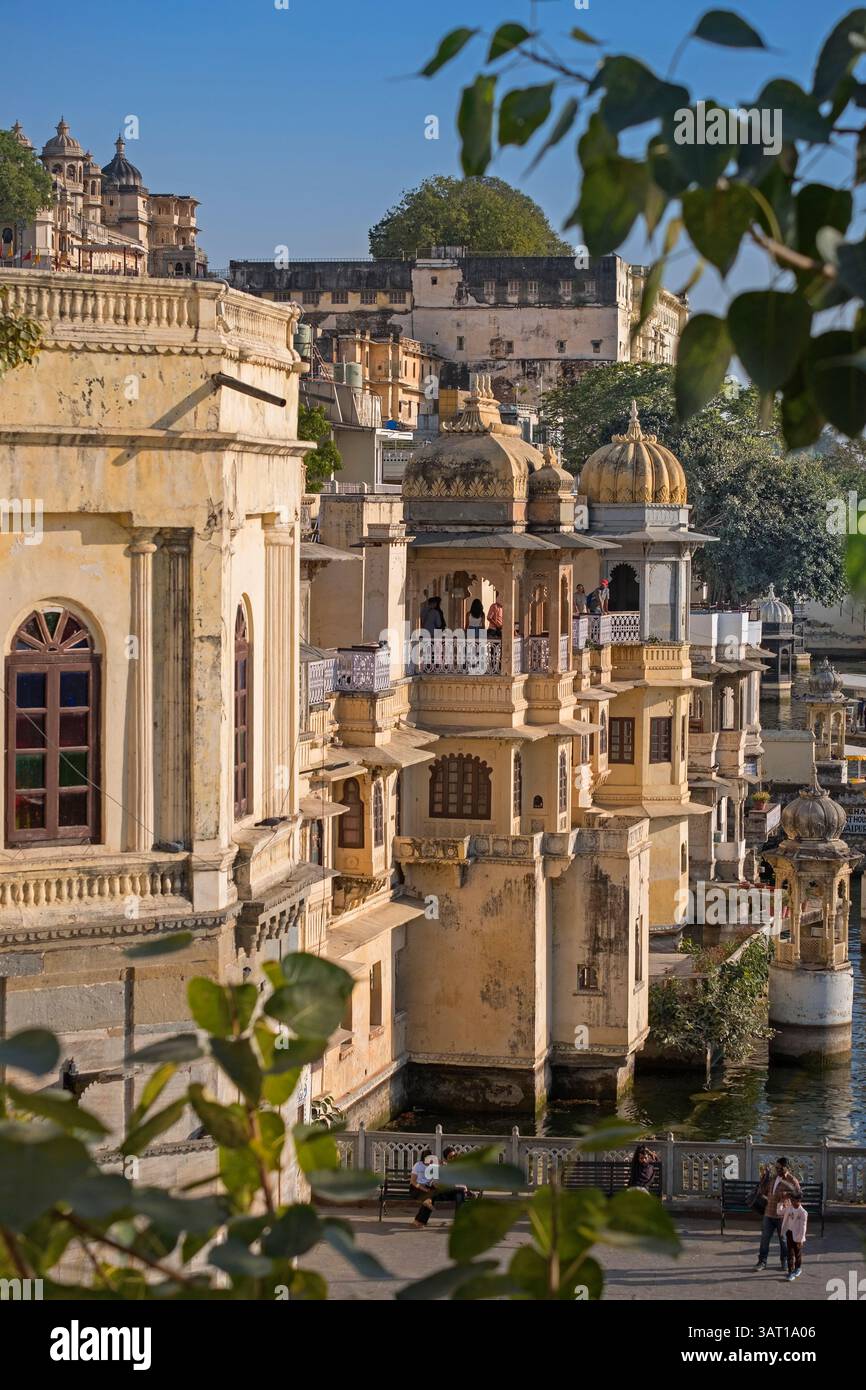 Gangaur Ghat and Lal Ghat Lake Pichola Udaipur Rajasthan India Stock ...