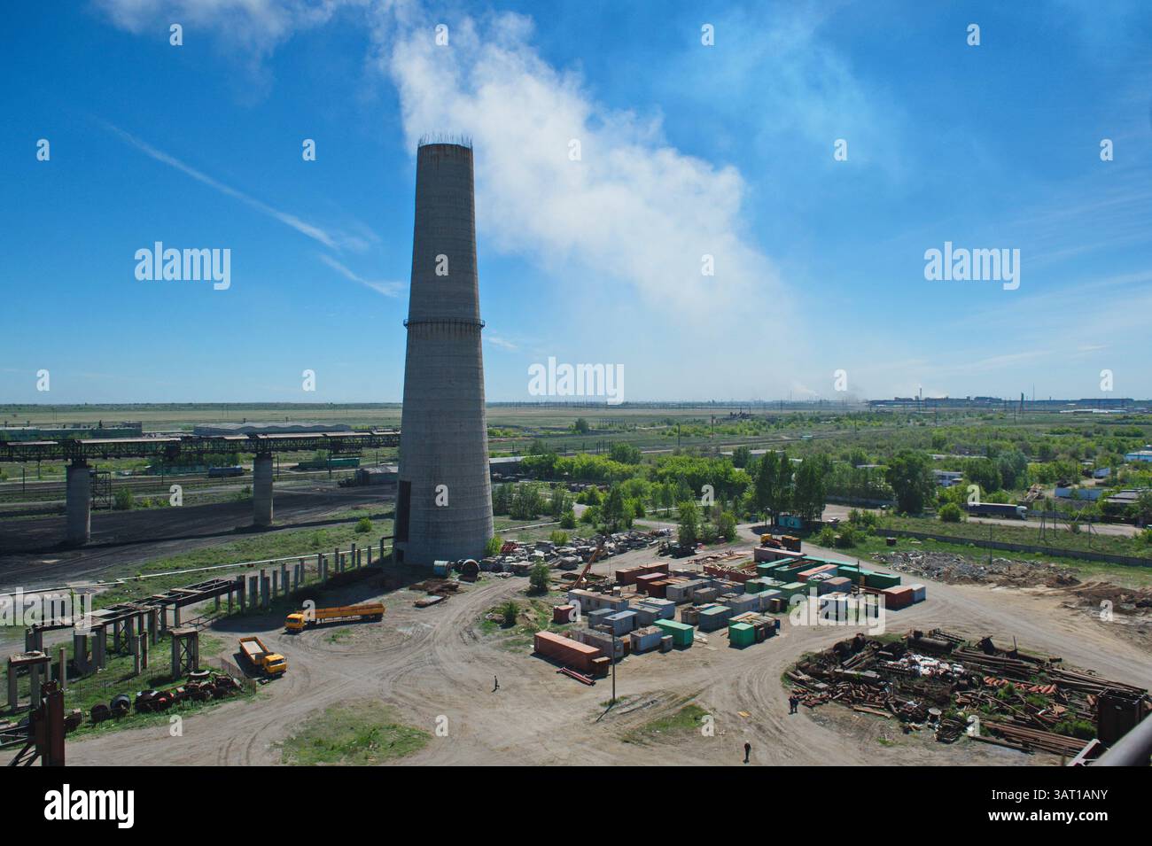 Pipes and generating stations of a large thermal power plant Stock ...