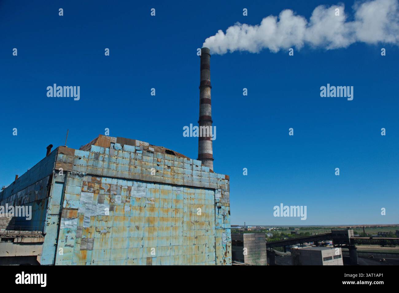 Pipes and generating stations of a large thermal power plant Stock ...