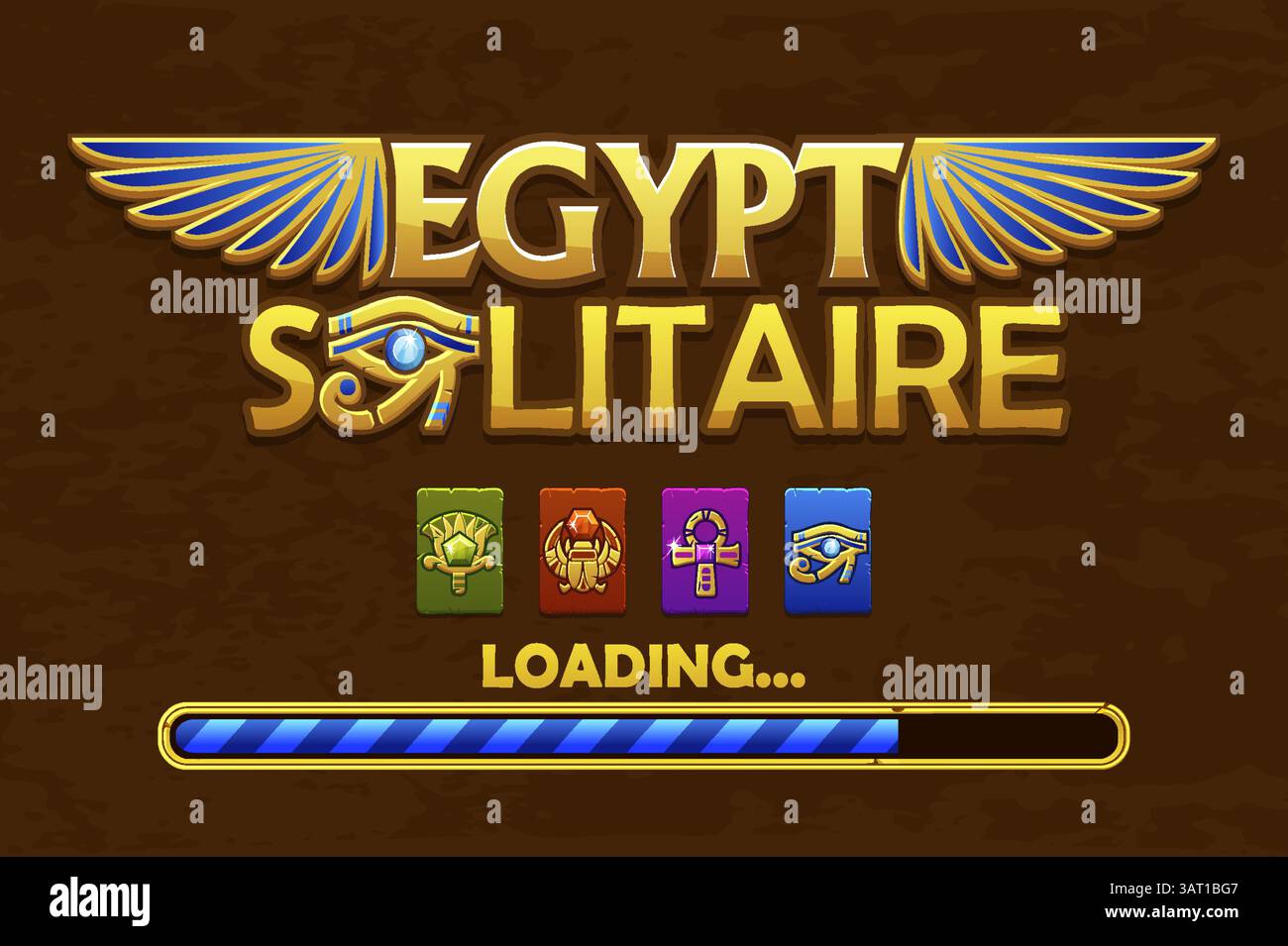 Solitaire loading screen. LOGO for 2D game. Egyptian SOLITAIRE game ...