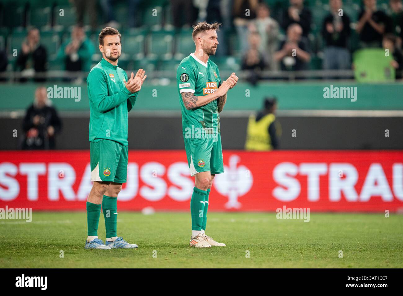Vienna, Austria. 17th Apr, 2025. Matthias Seidl (SK Rapid) and Guido ...