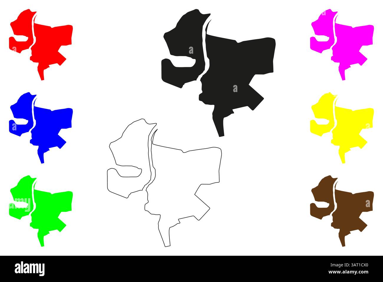 Khargone city (Republic of India, State of Madhya Pradesh) map vector ...