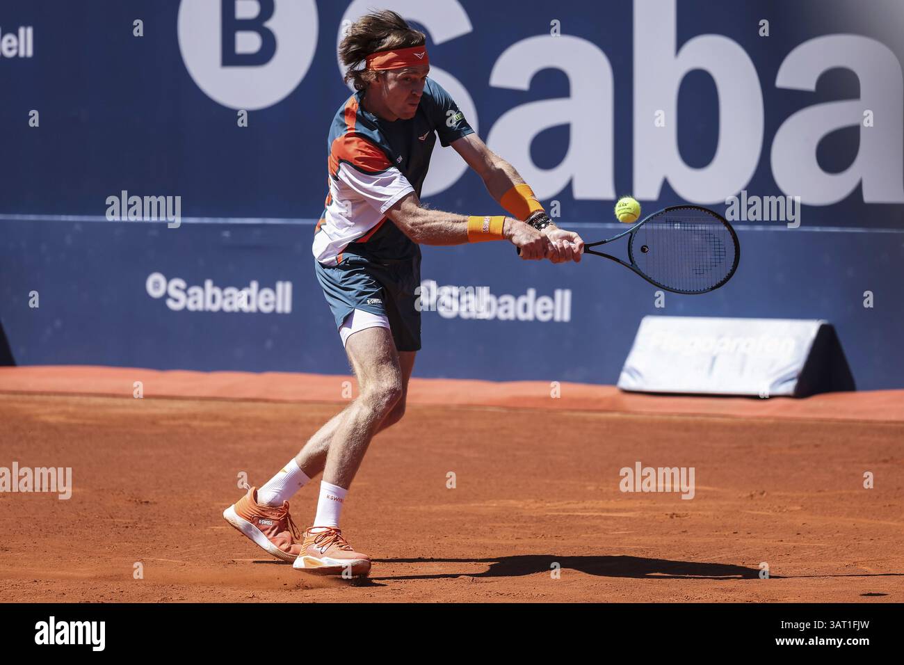 Andrey Rublev of Russia during the Barcelona Open Banc Sabadell 2025 ...