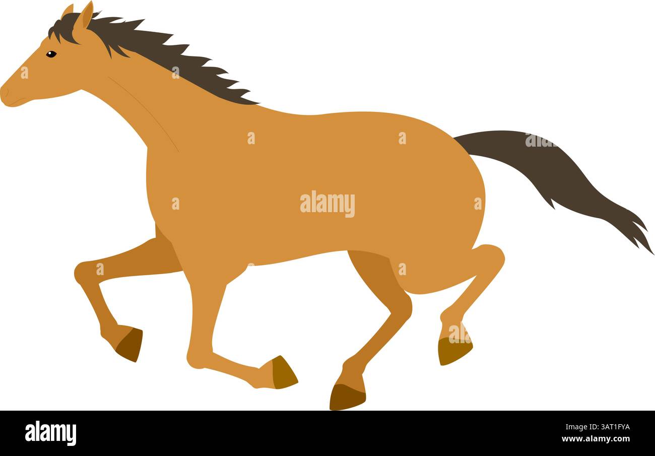 Simple vector illustration of a running horse, Vector Illustration ...