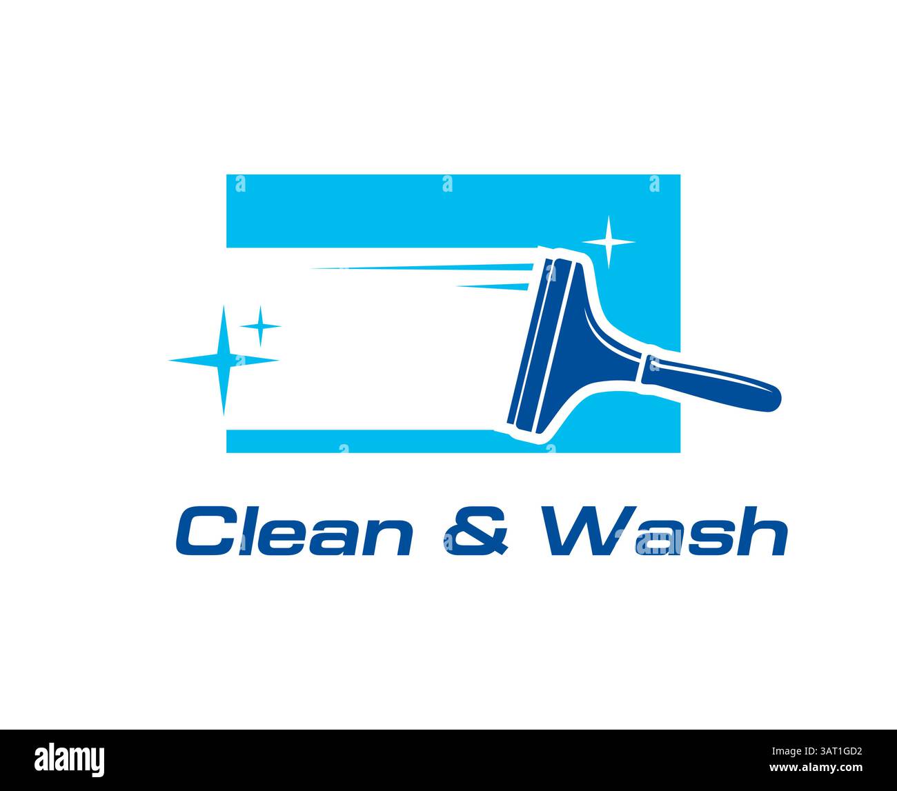 Window washing and cleaning service icon of squeegee and glass shine ...