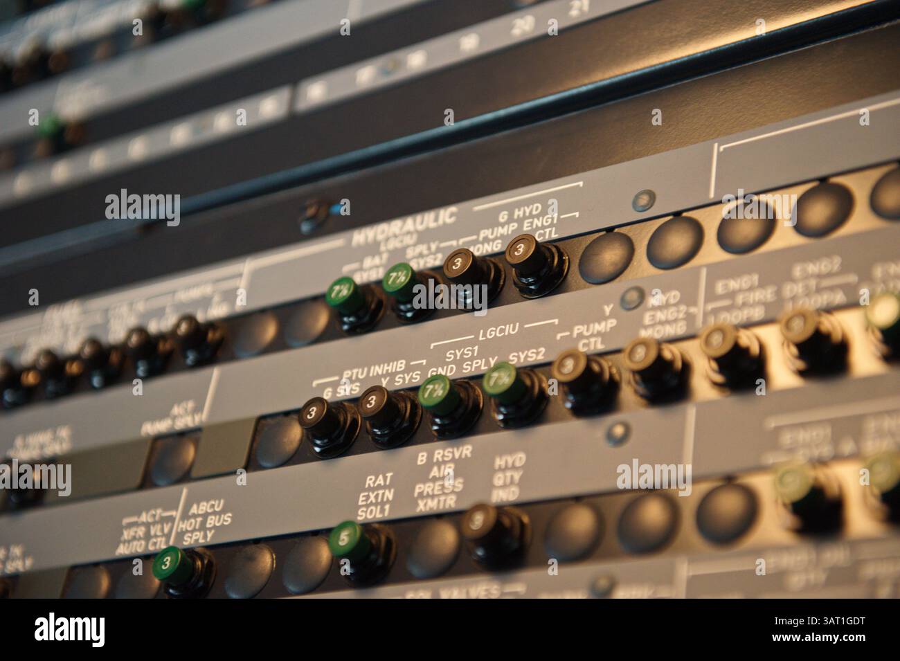 Repair of aircraft parts and control panels in a special hangar Stock ...