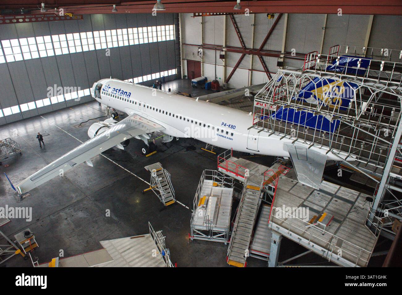 Repair of aircraft parts and control panels in a special hangar Stock ...