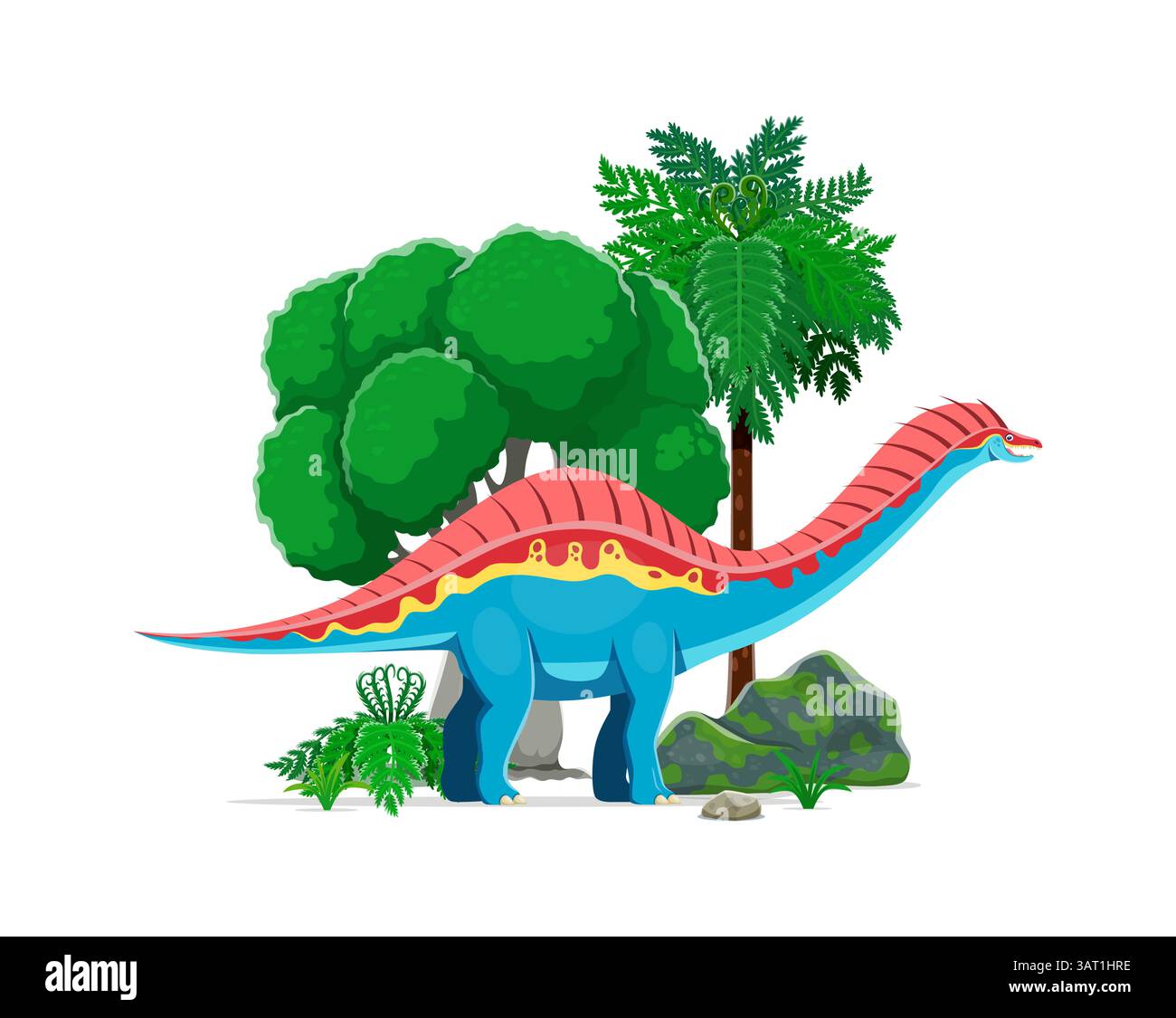 Amargasaurus prehistoric cartoon character. Isolated dinosaur vector ...