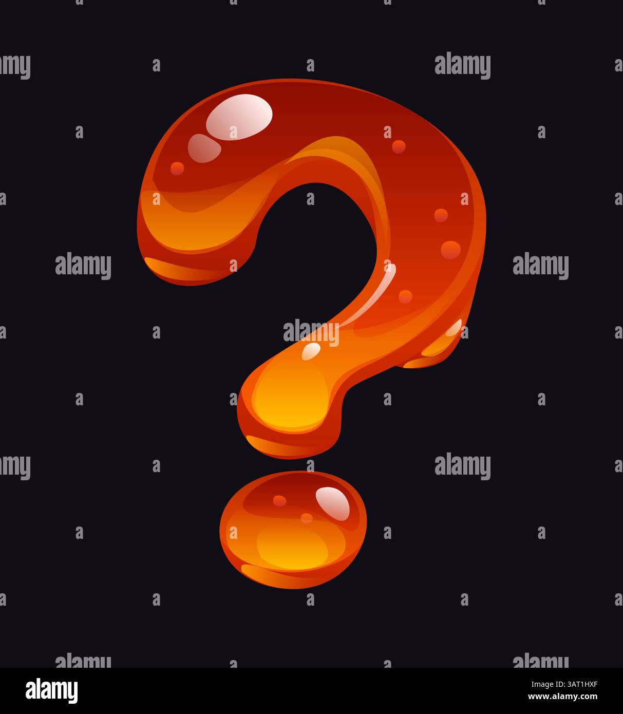 Flowing honey cartoon font punctuation question mark. Tasty amber flow ...
