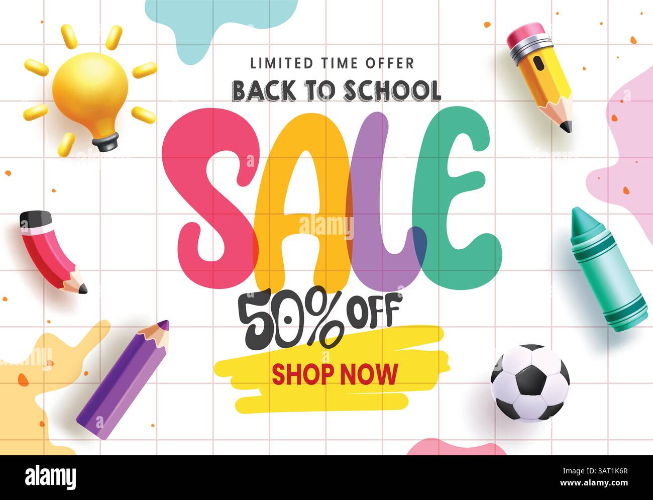 Back to school sale clipart banner design. School sale limited time ...
