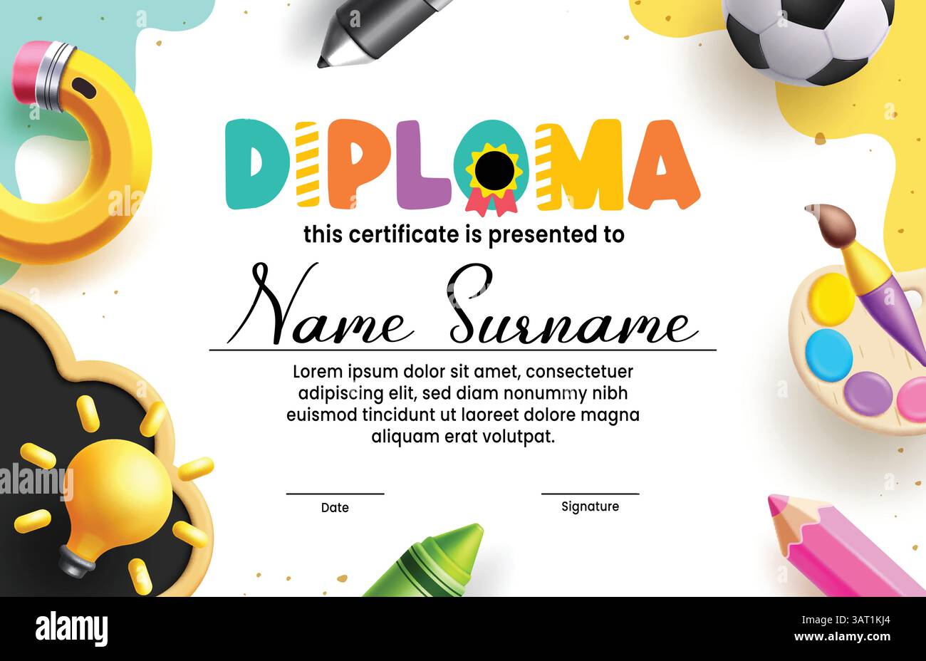 Graduation certificate clipart template design. School diploma ...