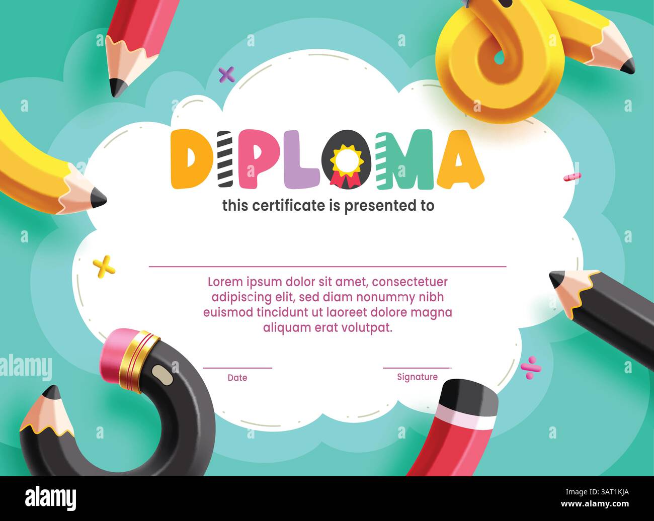 Graduation certificate clipart template design. School diploma for ...