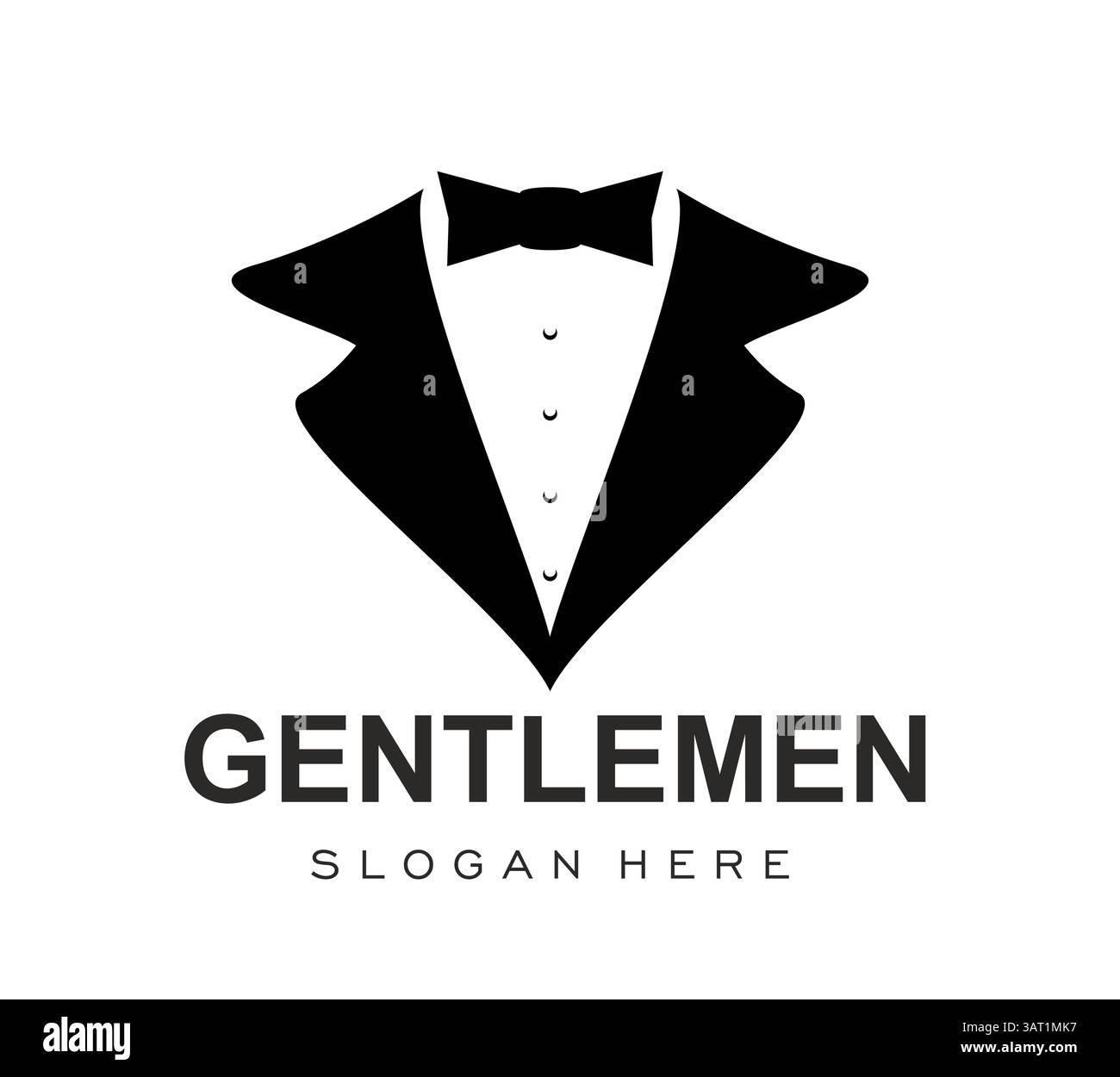 Gentleman tuxedo suit icon with collar bow tie for man fashion tailor ...