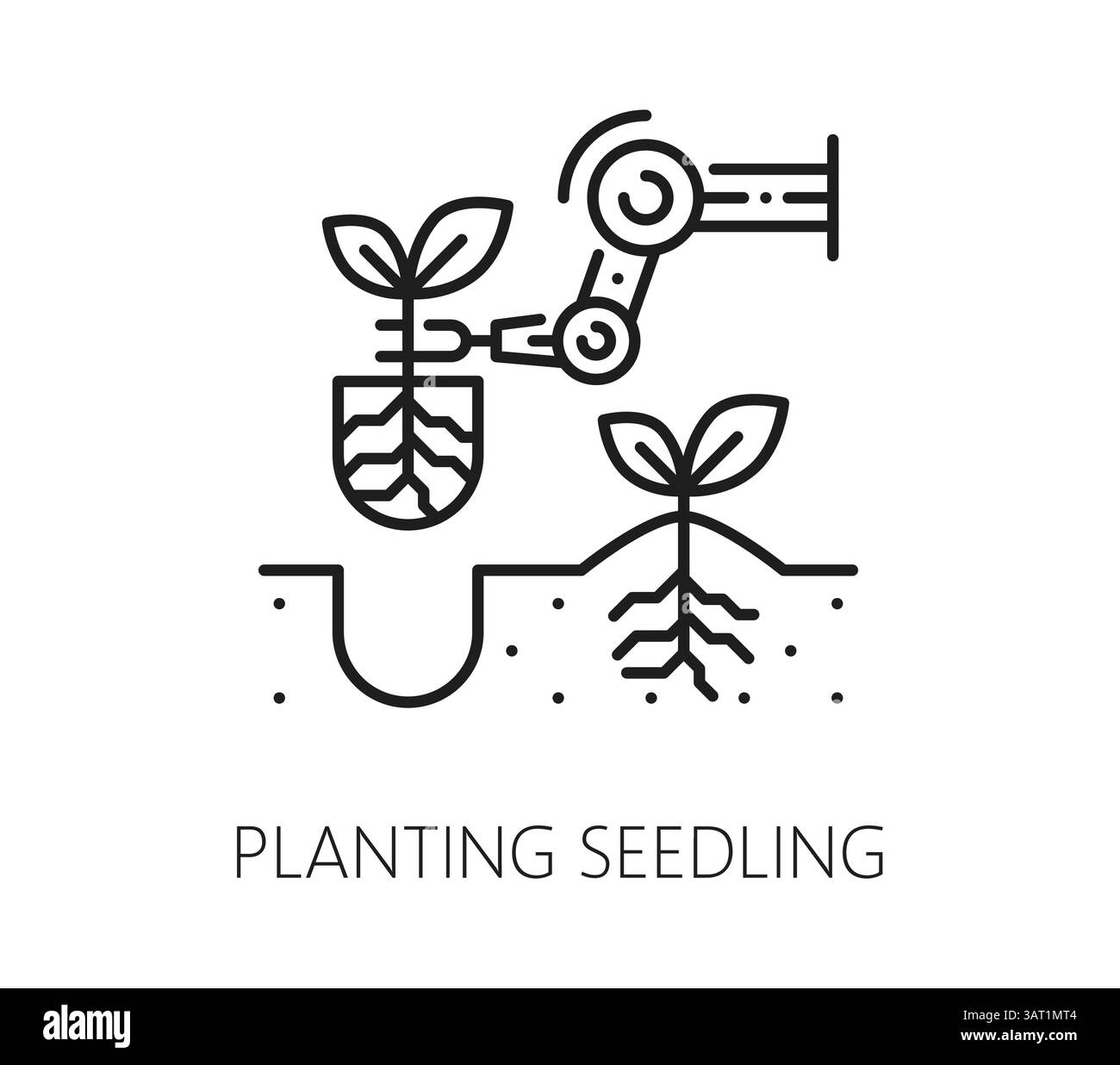 Robot smart farm icon, agriculture technology, linear vector sign of a ...