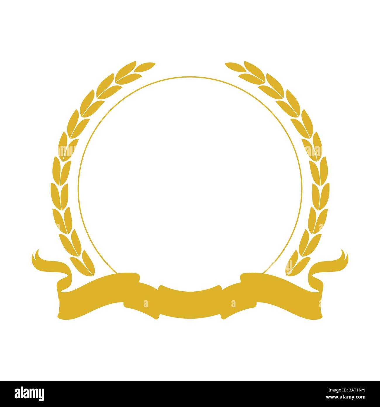 Golden Laurel Wreath Circle Frame with Ribbon Stock Vector Image & Art ...