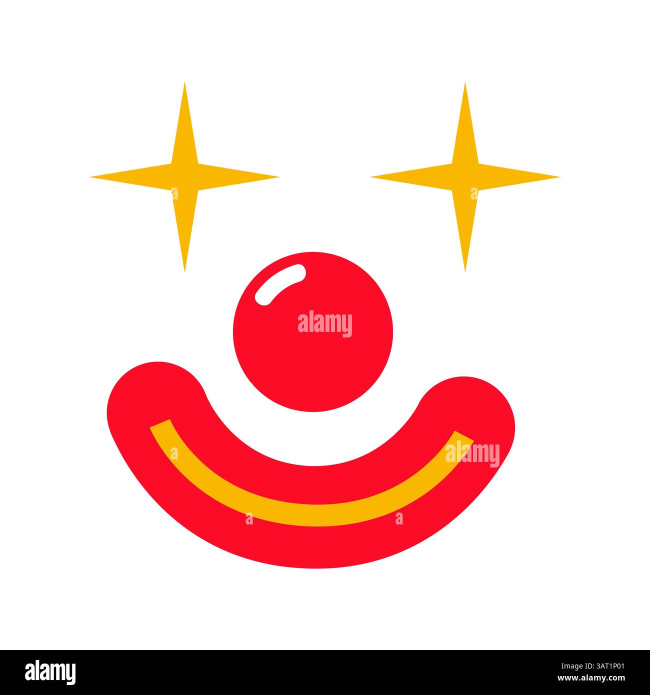 Whimsical Clown with Star Eyes, Red Nose, and Cheerful Smile for ...