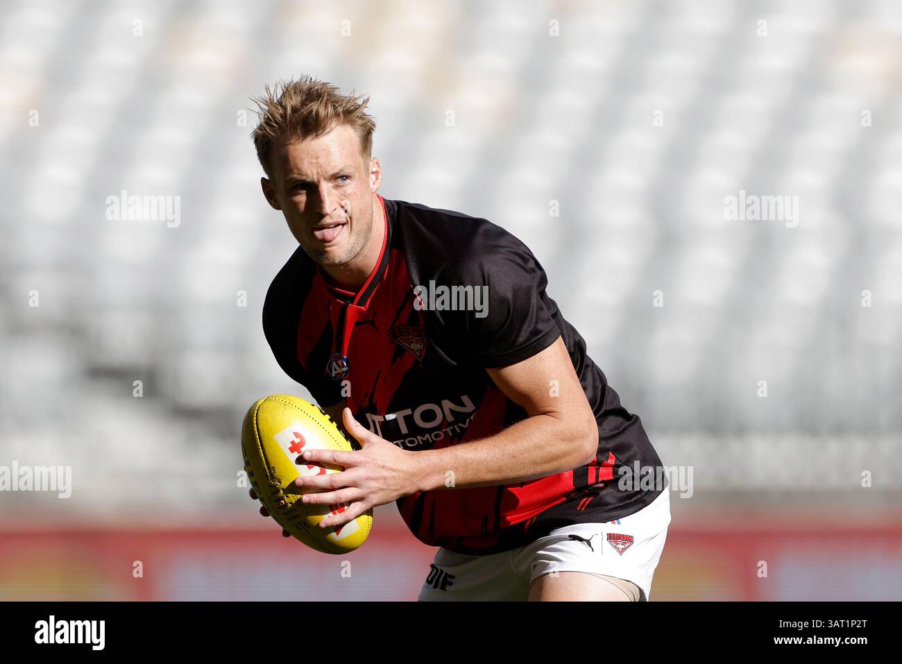Perth, Australia. 18th Apr, 2025. Mason Redman of the Bombers is seen ...