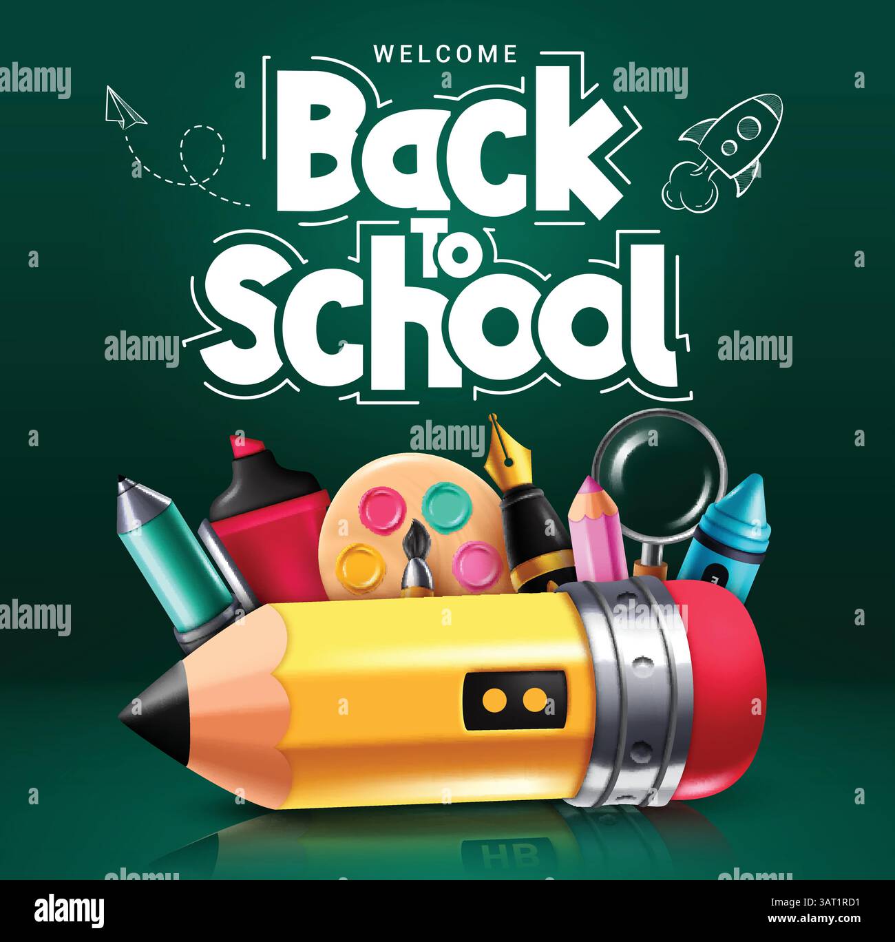 Welcome back to school greeting clipart poster design. School text with ...