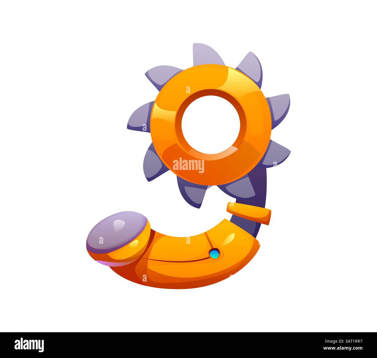 Robot font, cyborg machine hand and robotic gear wheel type, cartoon ...