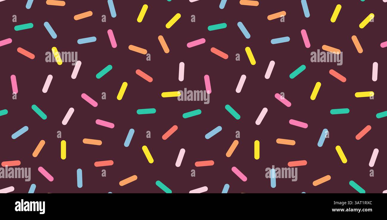 Sprinkle Pattern. Rainbow dotted lines on chocolate background. Small ...
