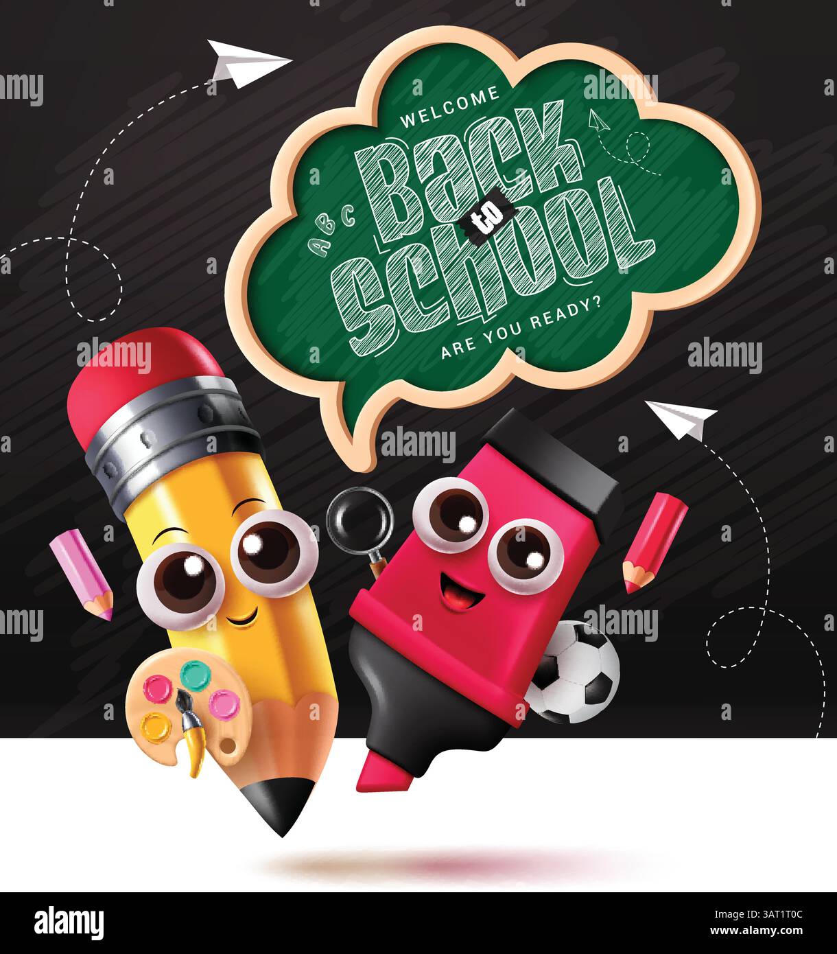 School elements character clipart poster design. Back to school ...