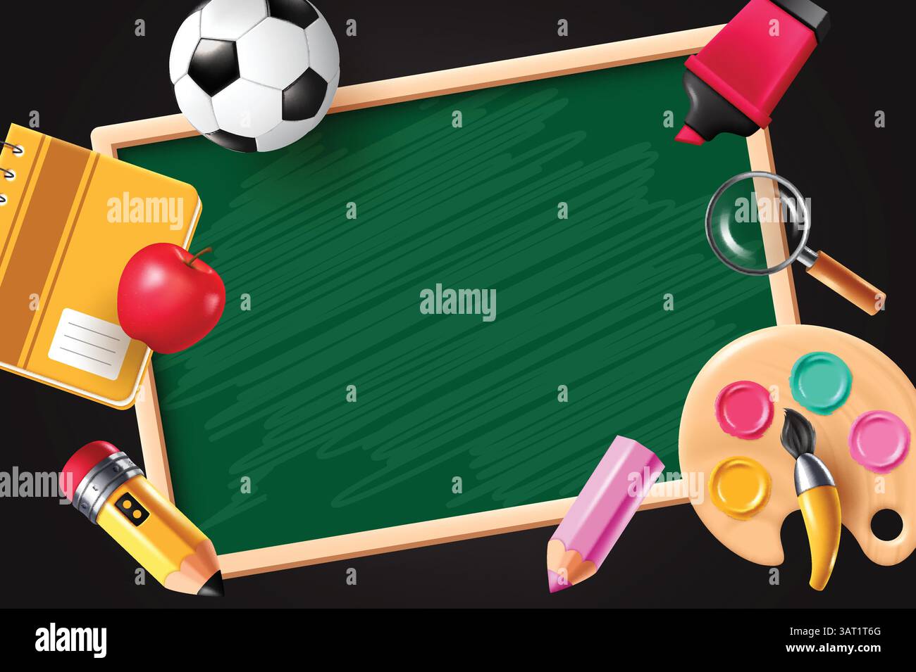 School educational chalkboard clipart template. Wooden green board clip ...