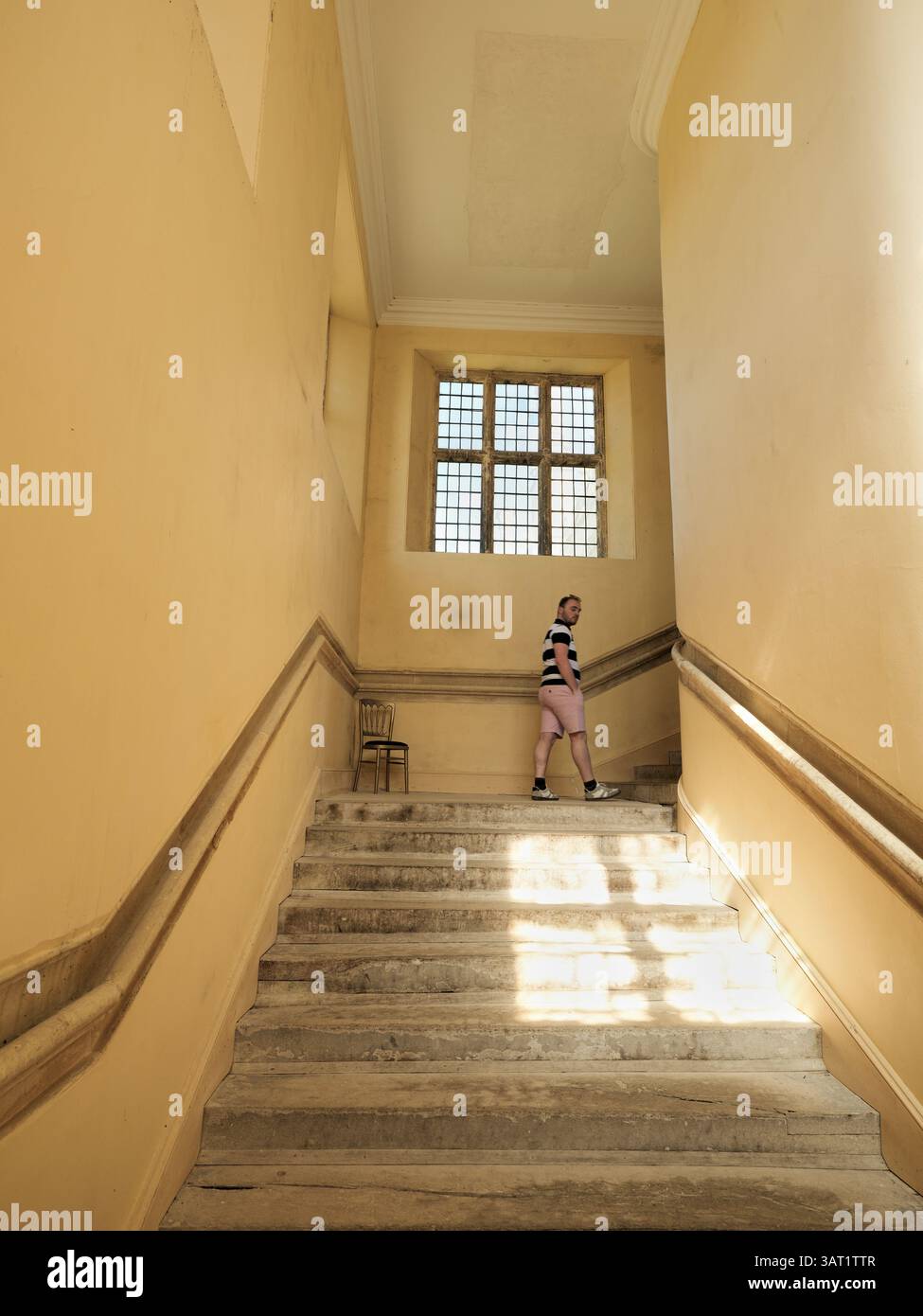 Staircase at Kirby Hall, a mainly elizabethan (Queen Elizabeth I) built ...