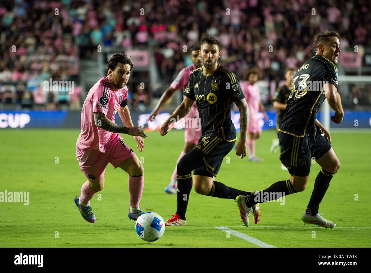 April 9th 2025. Inter Miami's captain and leader Lionel Messi dribbles ...