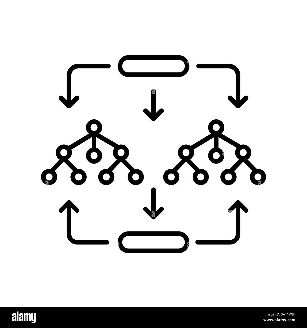 random forest black line icon for digital and print projects. Minimal clean icons for apps and ...