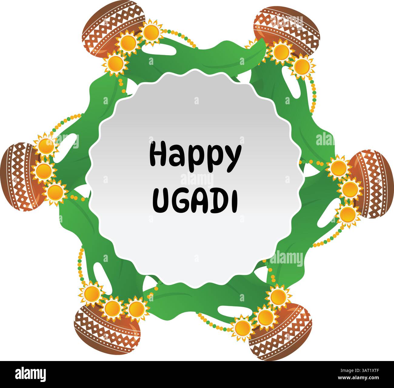 Celebration Happy Ugadi Indian Festival Vector Cartoon Illustration ...