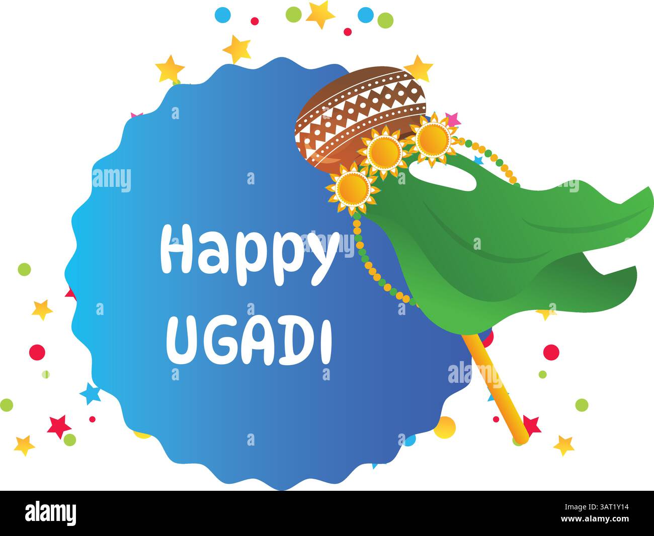 Celebration Happy Ugadi Indian Festival Vector Cartoon Illustration ...