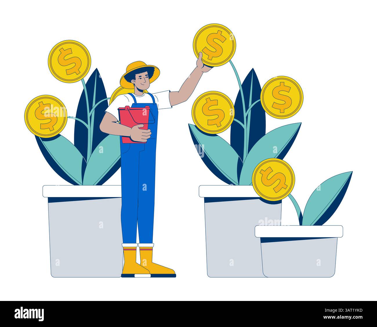Growing money plants 2D illustration concept Stock Vector Image & Art ...
