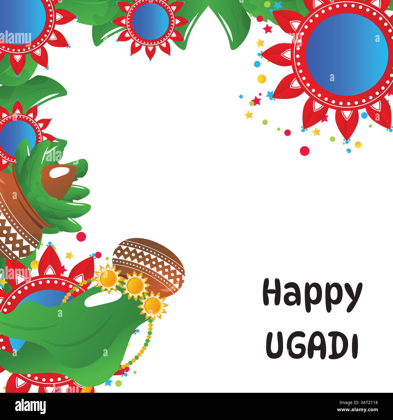 Celebration Happy Ugadi Indian Festival Vector Cartoon Illustration ...