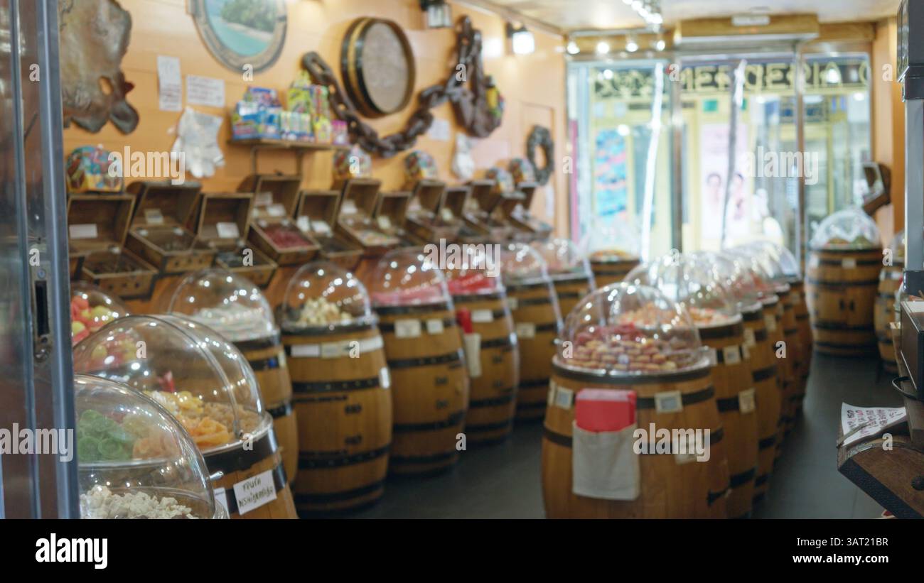 Candy store rows wooden barrels hi-res stock photography and images - Alamy