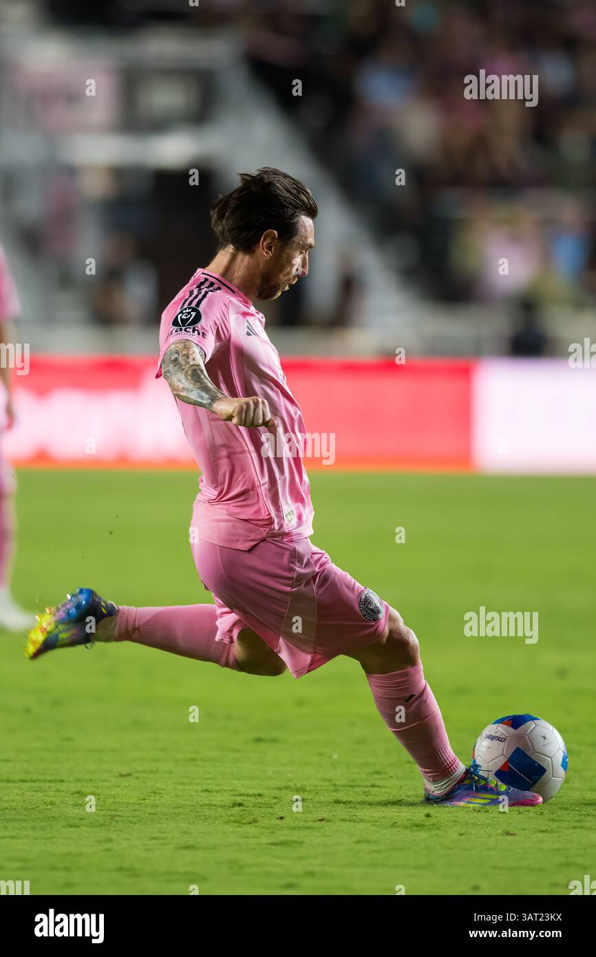 April 9th 2025. Inter Miami's captain and leader Lionel Messi kicks the ...