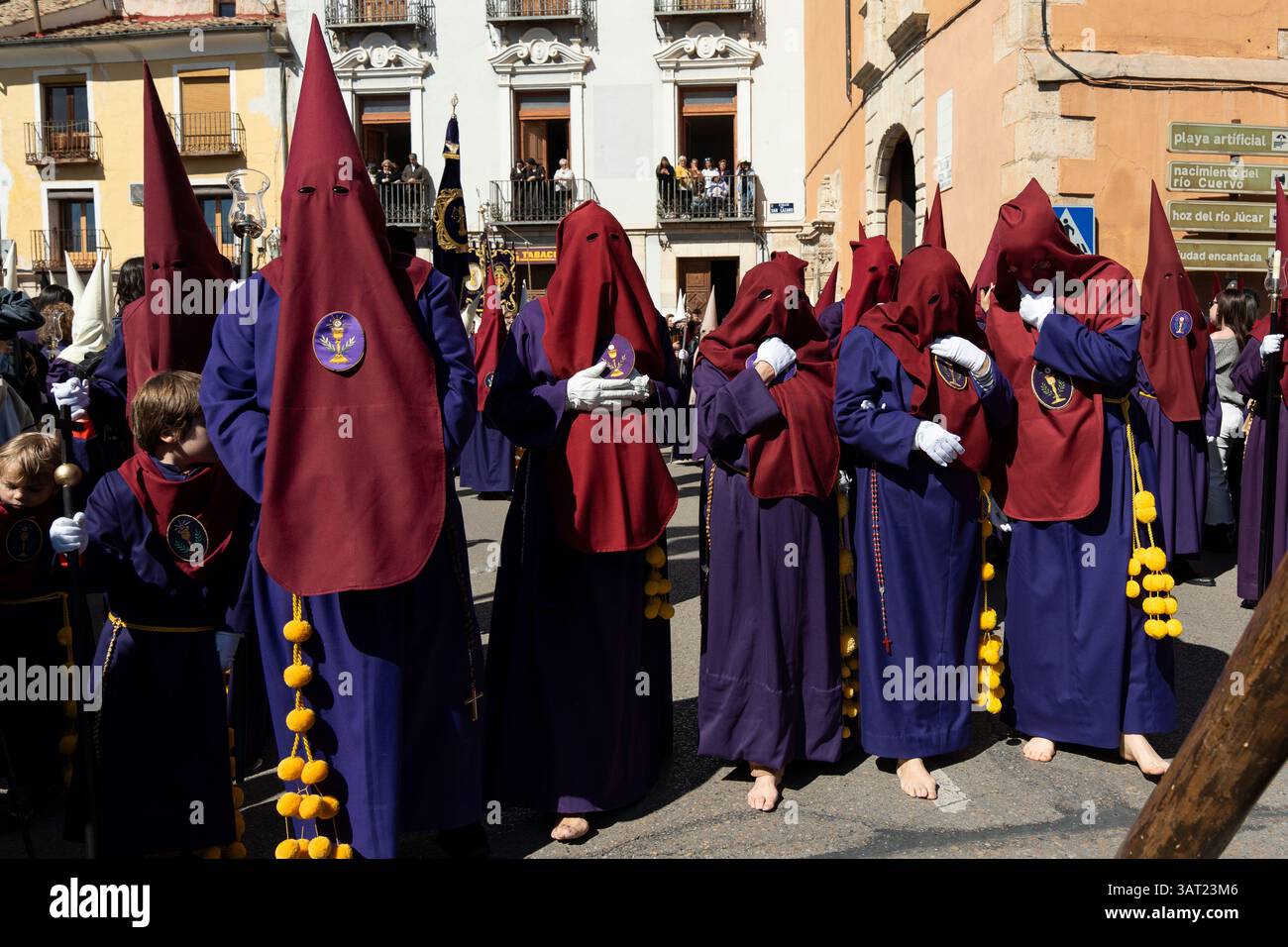 Nazarenes during the procession of Peace and Charity on Holy Thursday ...