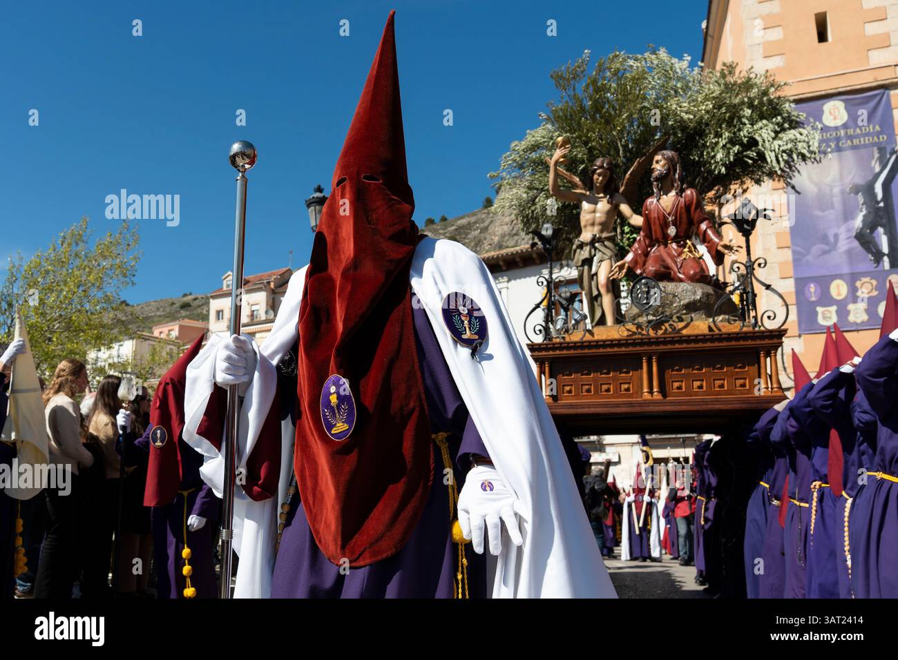 Nazarenes during the procession of Peace and Charity on Holy Thursday ...